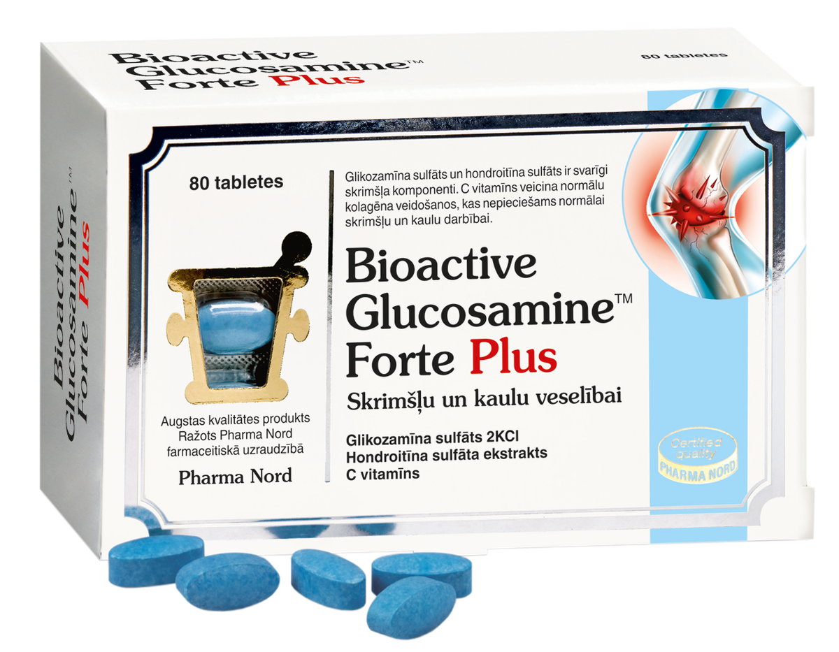 BIOACTIVE Bioactive Glucosamine Forte Plus tabletės, 80 vnt. | Moonmart.lt