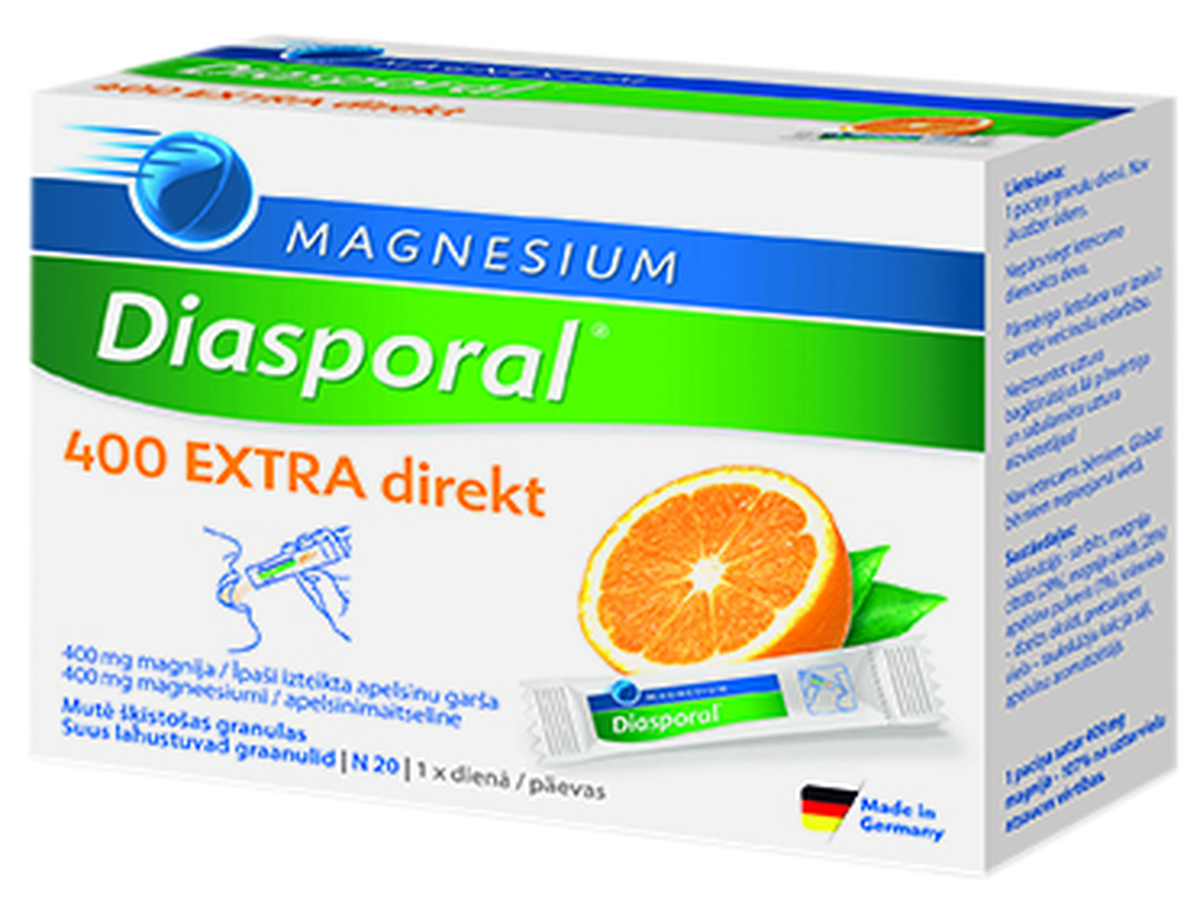 MAGNESIUM DIASPORAL MAGNESIUM 400 EXTRA paketėliai, 20 vnt. | Moonmart.lt