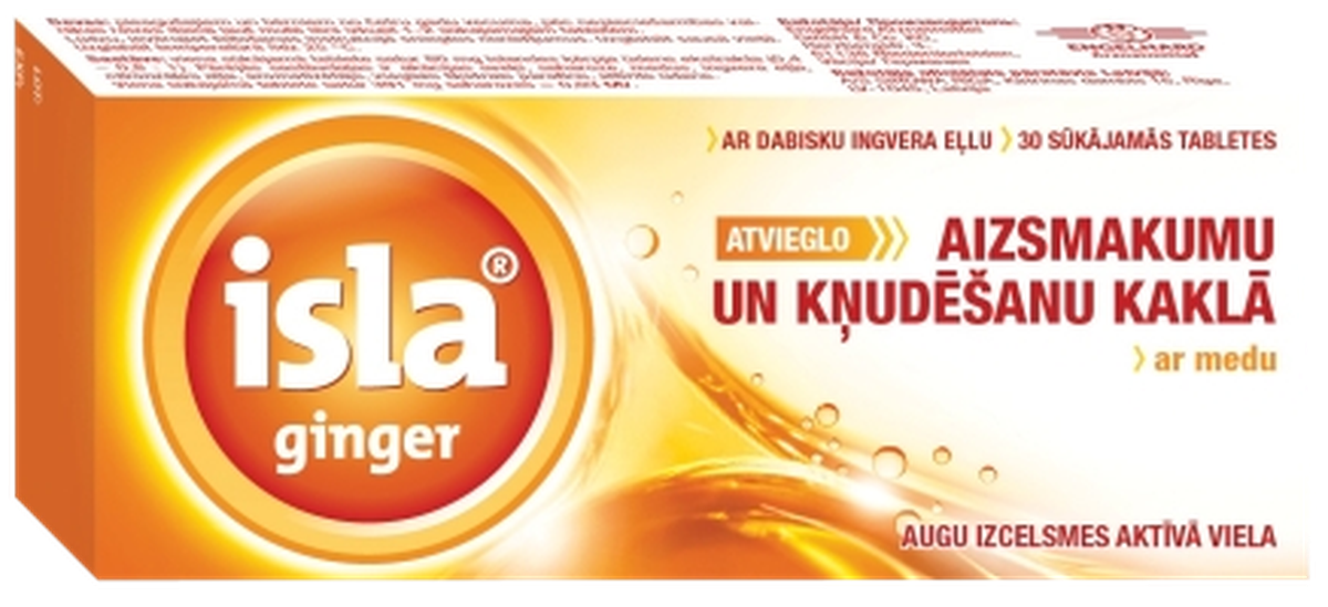 ISLA GINGER čiulpiamosios pastilės, 30 vnt. | Moonmart.lt
