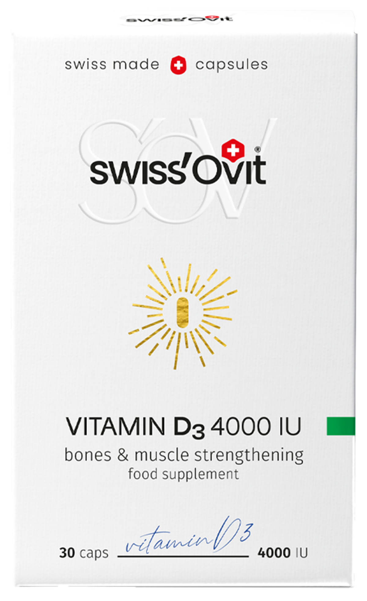 SWISS OVIT Vitaminas D3 4000 IU minkštos gelio kapsulės, 30 vnt ...