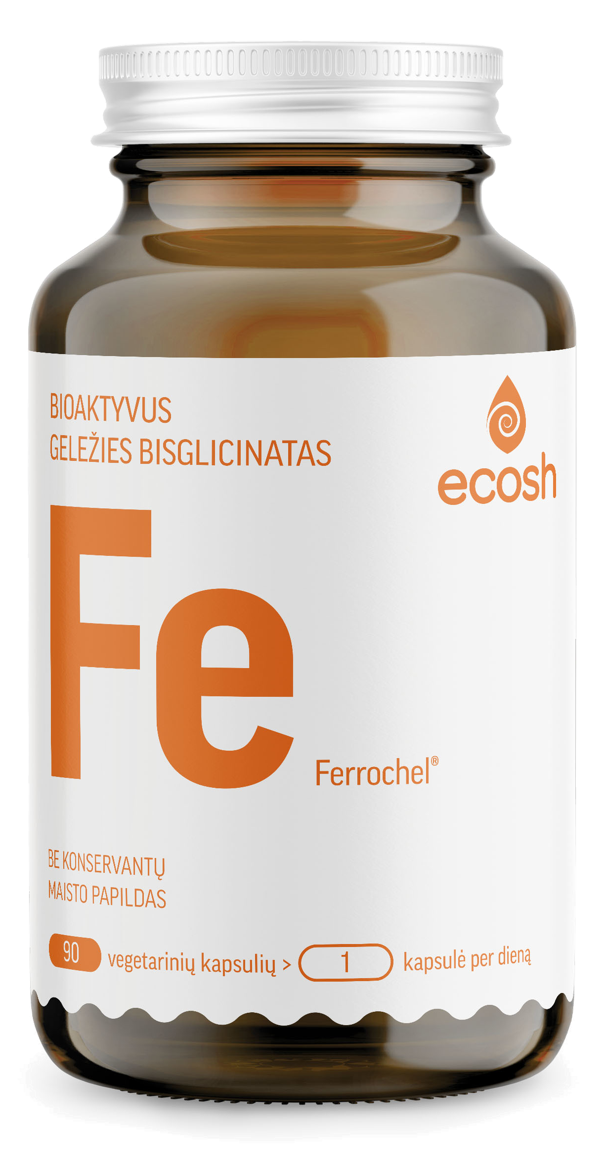 ECOSH bioaktyvi Geležis su vit. C, kapsulės, 90 vnt. | Moonmart.lt