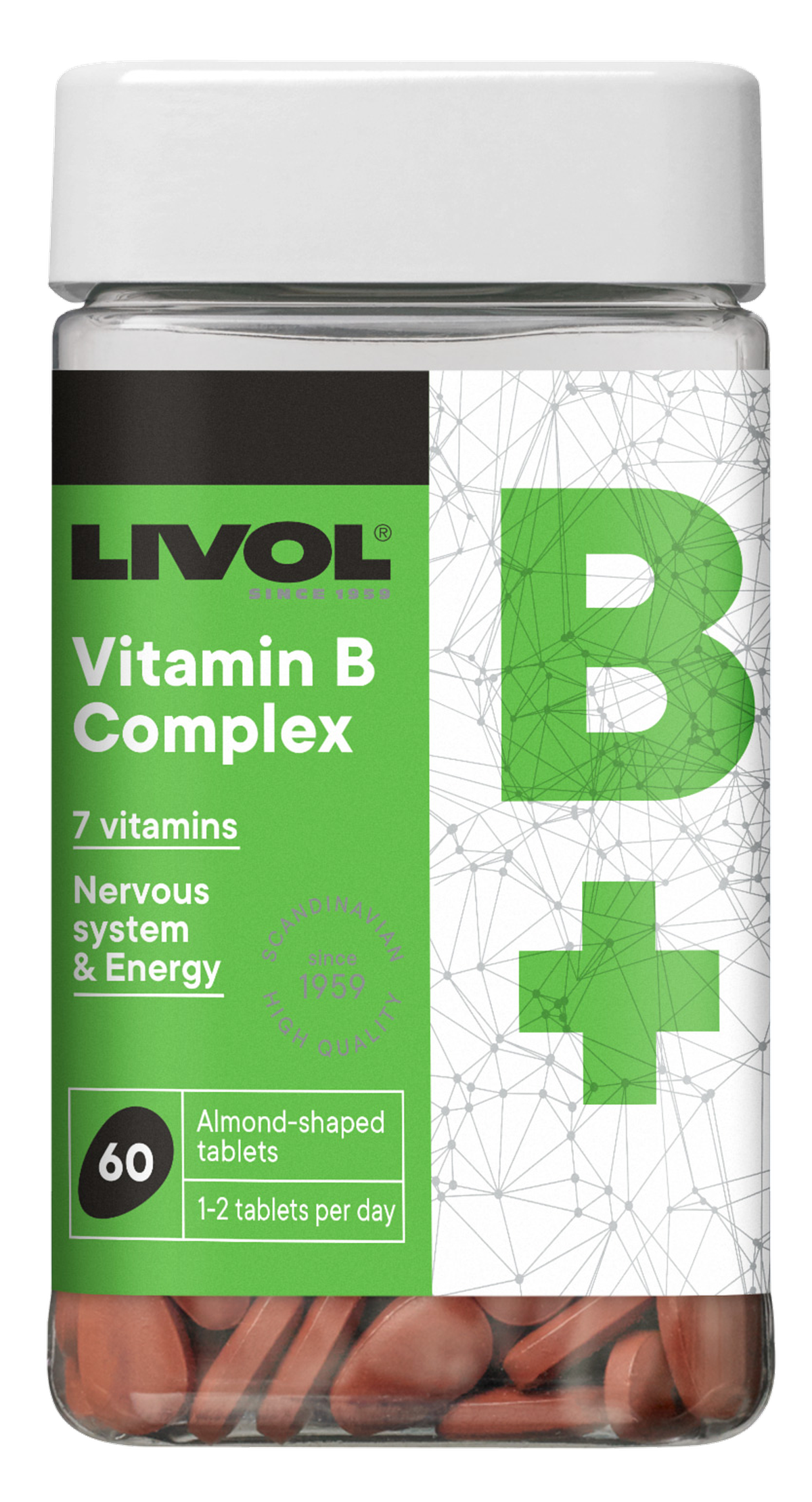 LIVOL Extra B grupės vitaminų kompleksas tabletės, 60 vnt. | Moonmart.lt