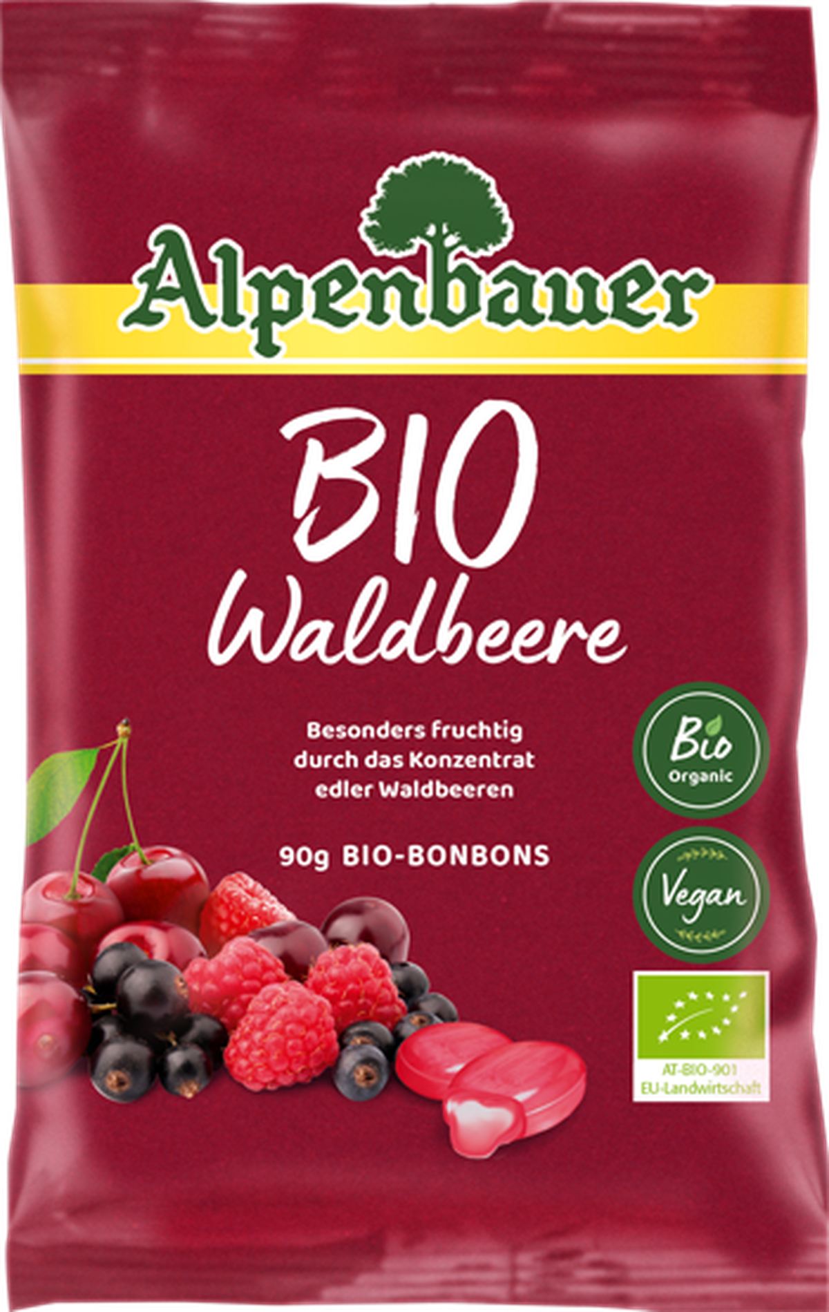 ALPENBAUER BIO Waldbeere, su šešių miško uogų koncentratais saldainiai ...