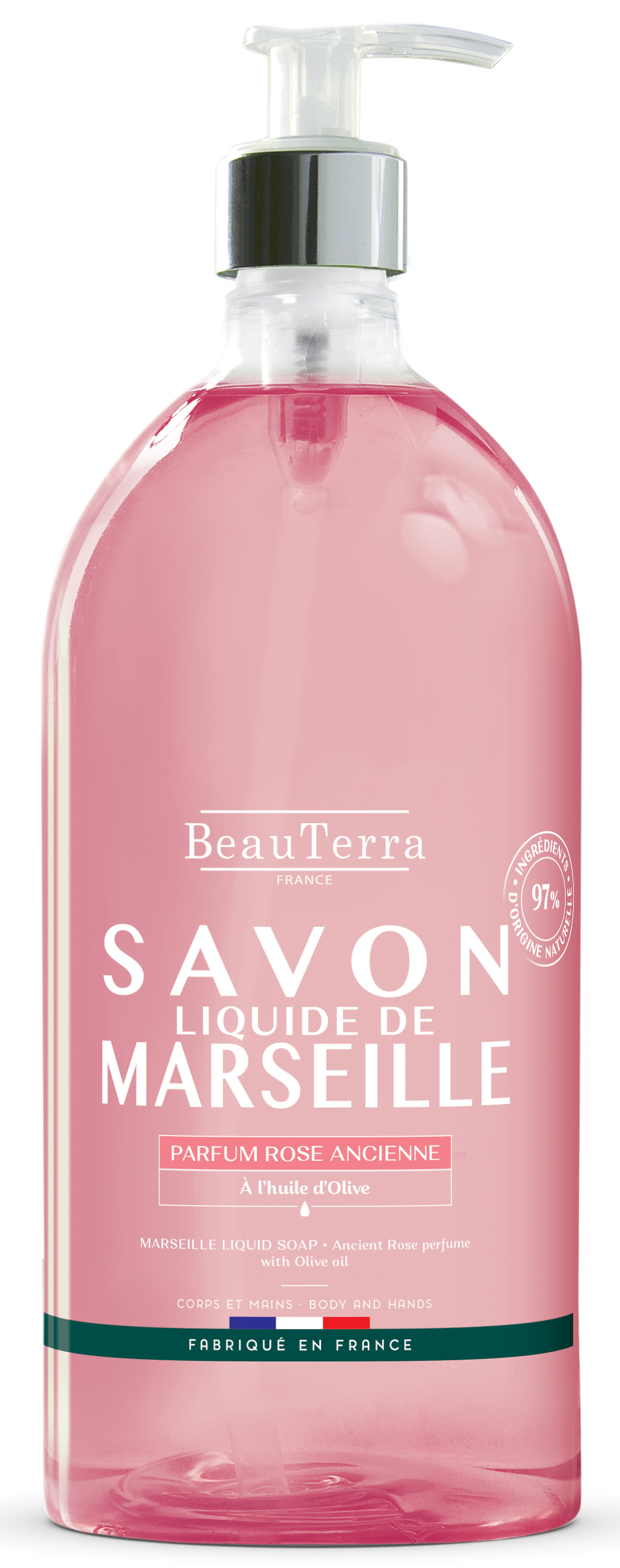 BEAUTERRA Marseille rožių aromato skystas muilas, 1000 ml | Moonmart.lt