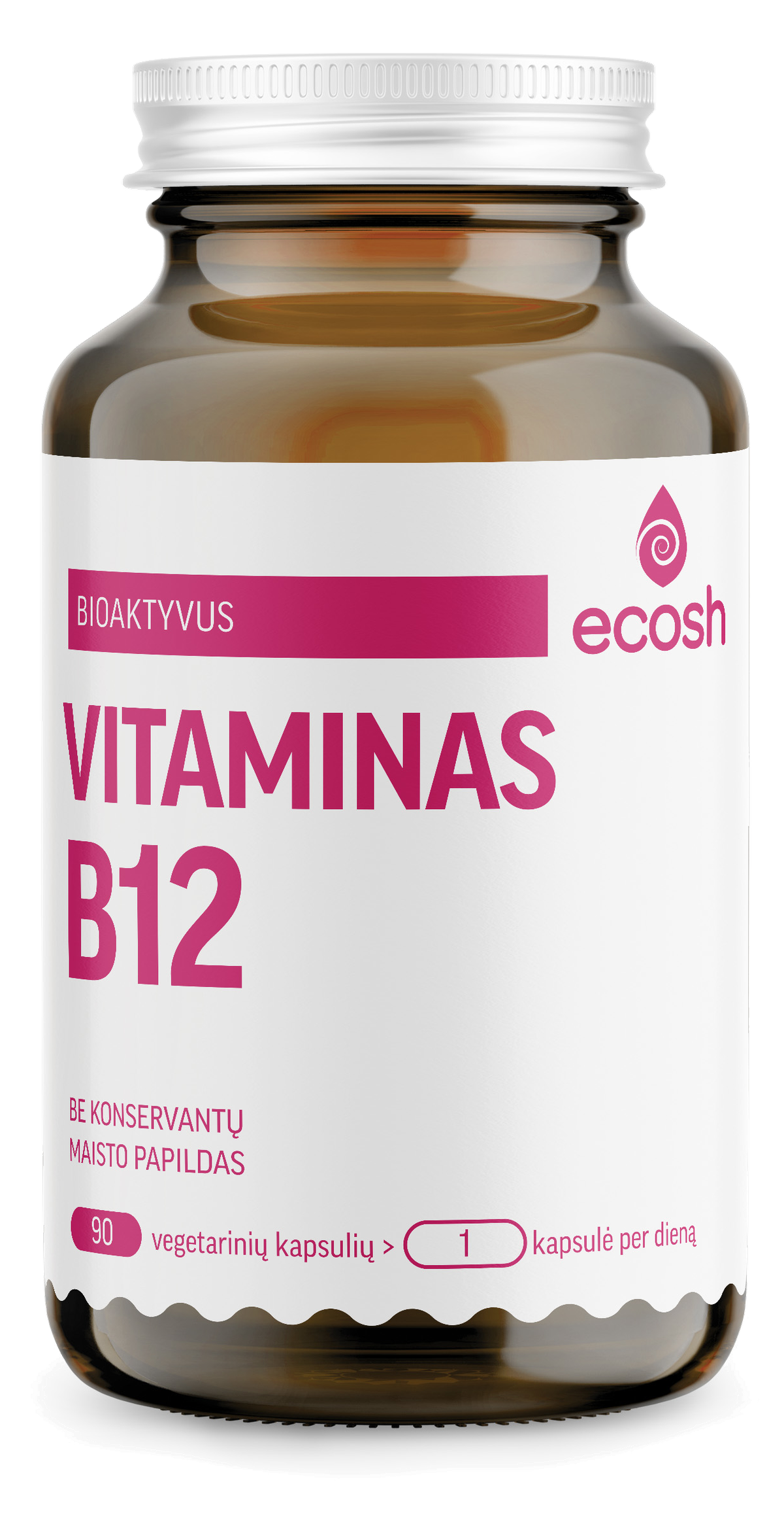 ECOSH bioaktyvus Vitaminas B12, 1200 µg kapsulės, 90 vnt. | Moonmart.lt
