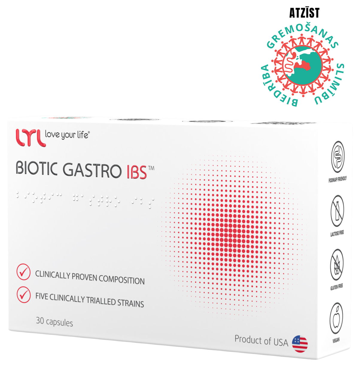 LYL BIOTIC GASTRO IBS, probiotikai kapsulės, 30 vnt. | Moonmart.lt