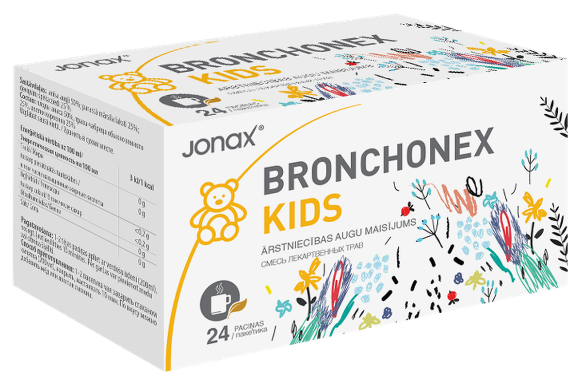 JONAX Bronchonex Kids arbatos maišeliai, 24 vnt. | Moonmart.lt