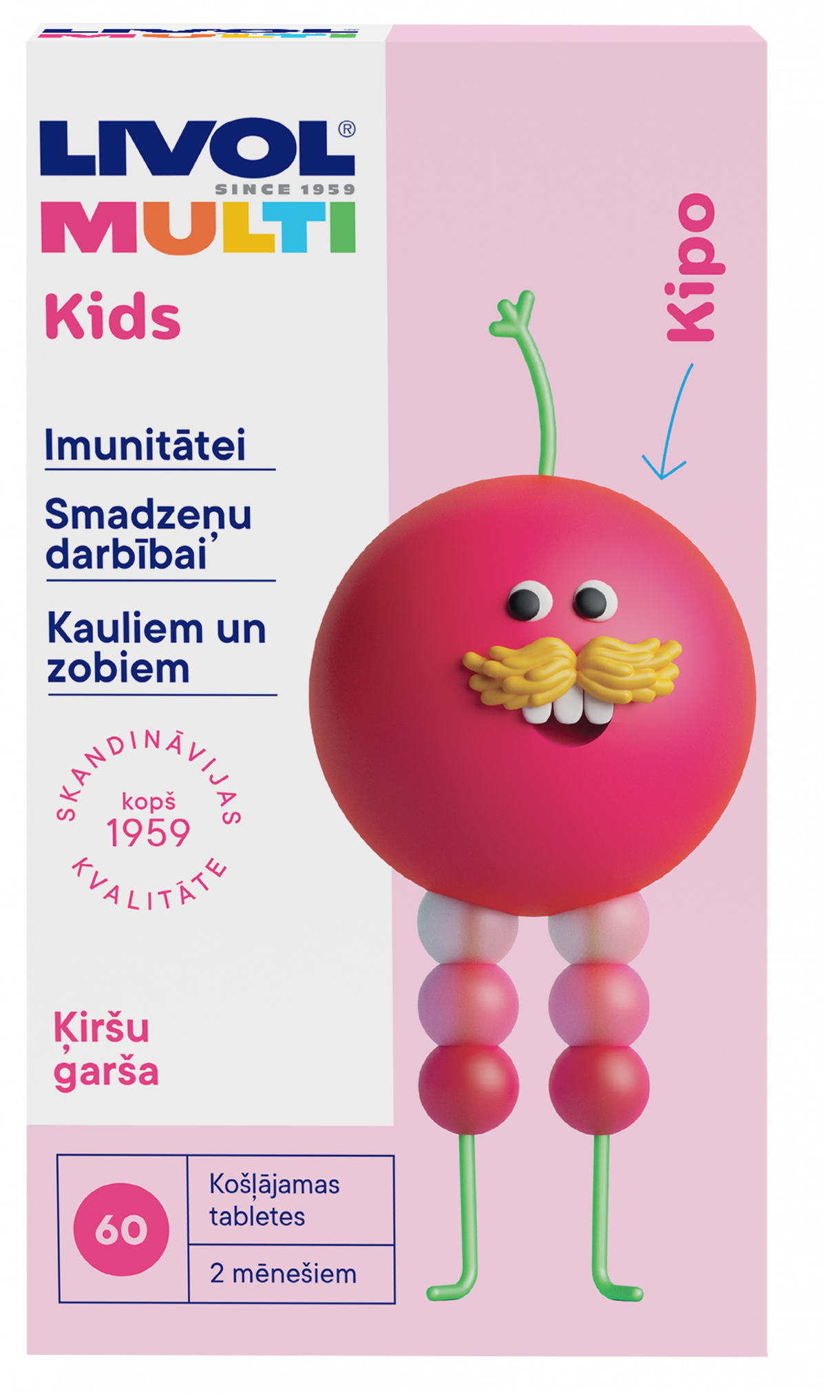 LIVOL Multi Kids Cherry kramtomosios tabletės, 60 vnt. | Moonmart.lt