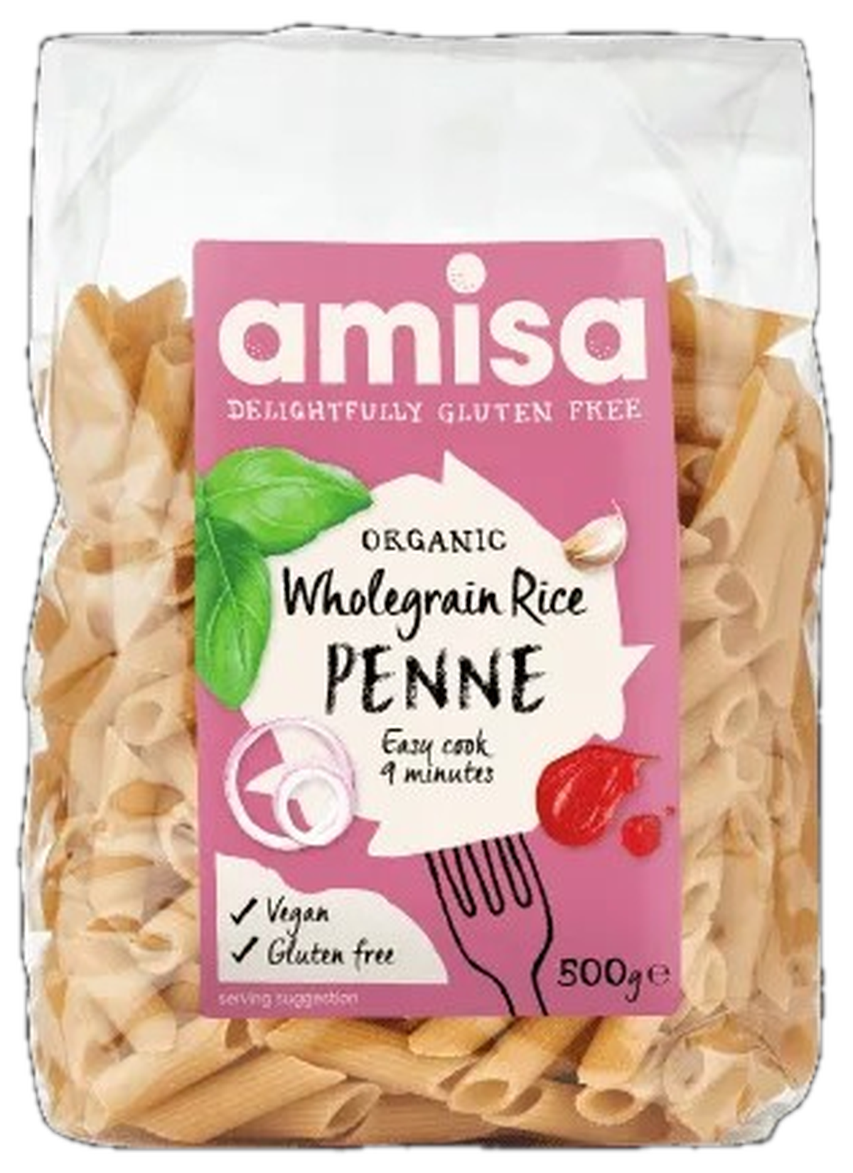 AMISA Bio Penne ekologiški, be glitimo ryžių makaronai, 500 g | Moonmart.lt