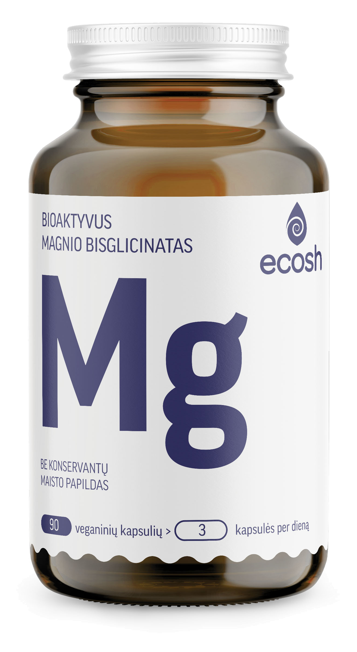 ECOSH bioaktyvus Magnis, bisglicinatas 90 mg, su vitaminu B6, kapsulės ...
