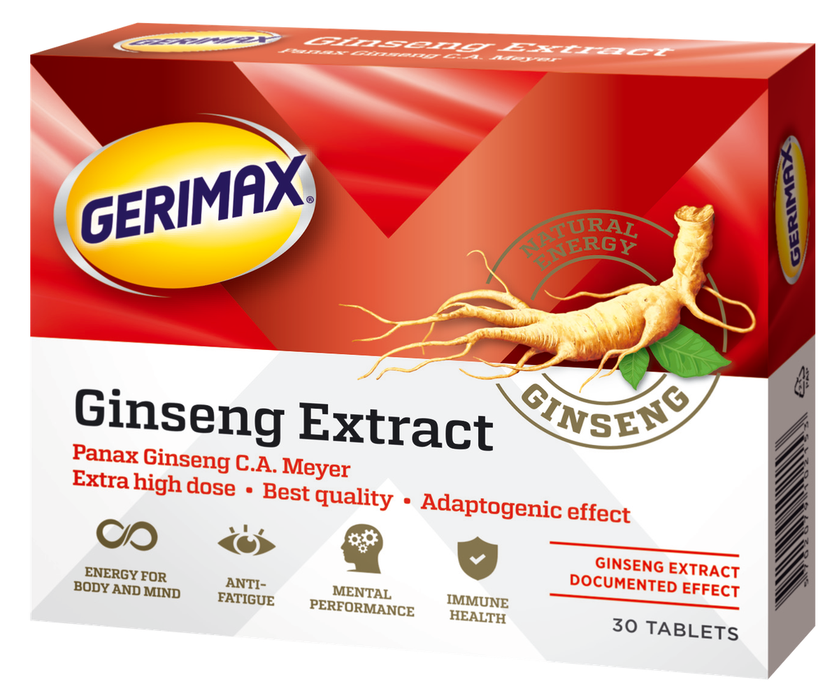 GERIMAX Ginseng Extract tabletės, 30 vnt. | Moonmart.lt
