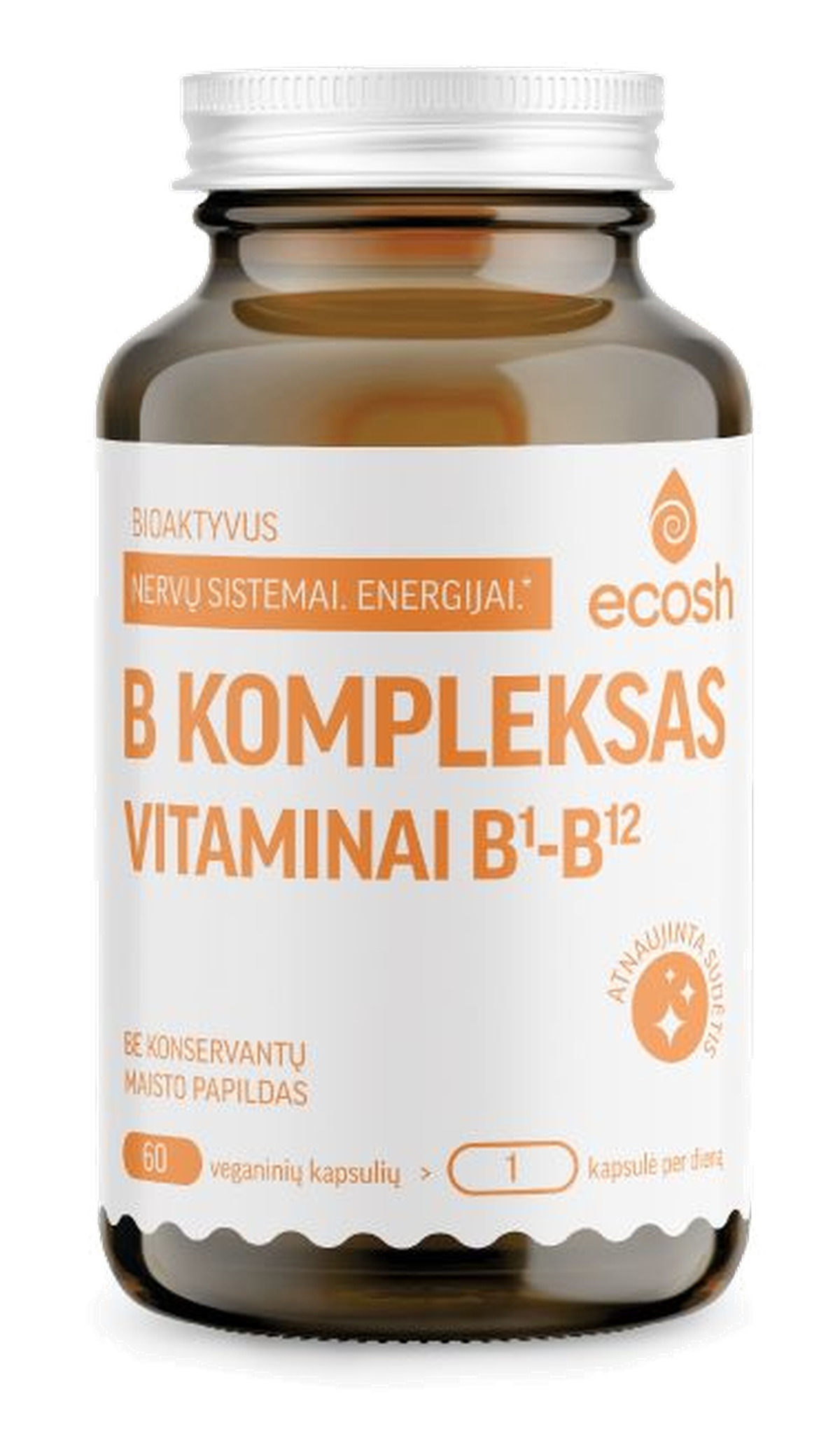 ECOSH bioaktyvus B vitaminų kompleksas kapsulės, 60 vnt. | Moonmart.lt