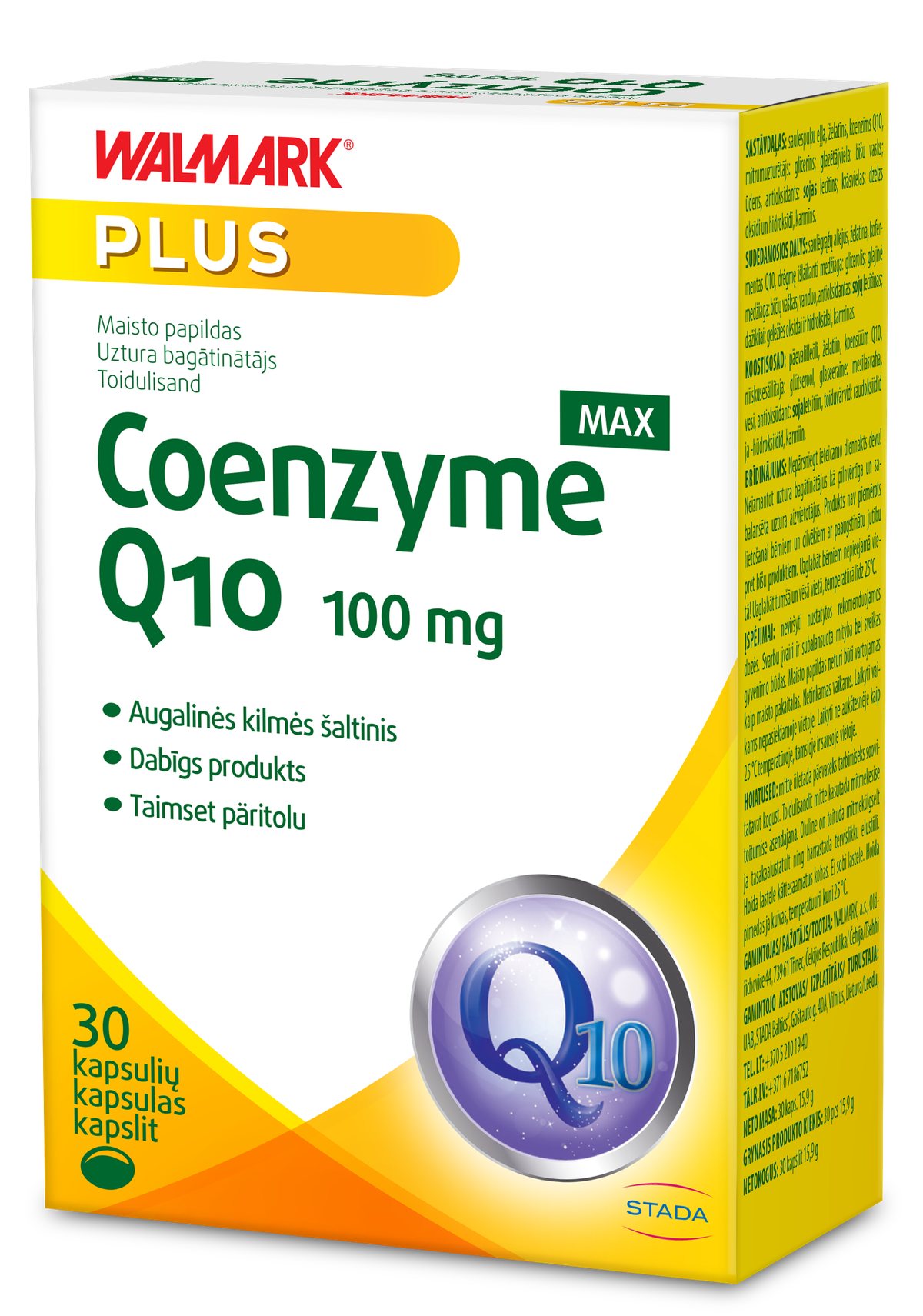 WALMARK Coenzyme Q10 Max 100mg kofermentas kapsulės, 30 vnt. | Moonmart.lt