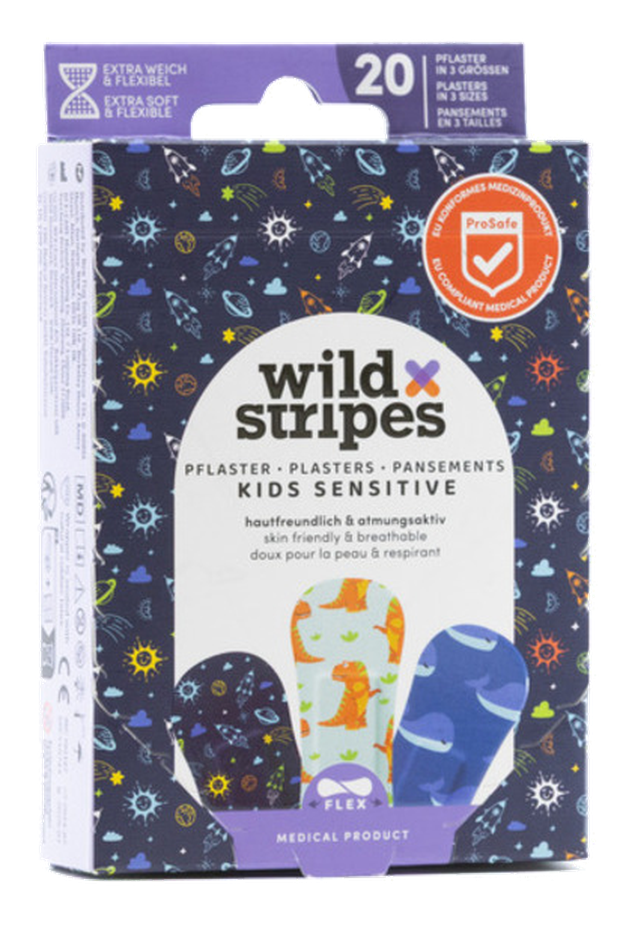 WILD STRIPES Kids Sensitive Space tvarstis, 20 vnt. | Moonmart.lt