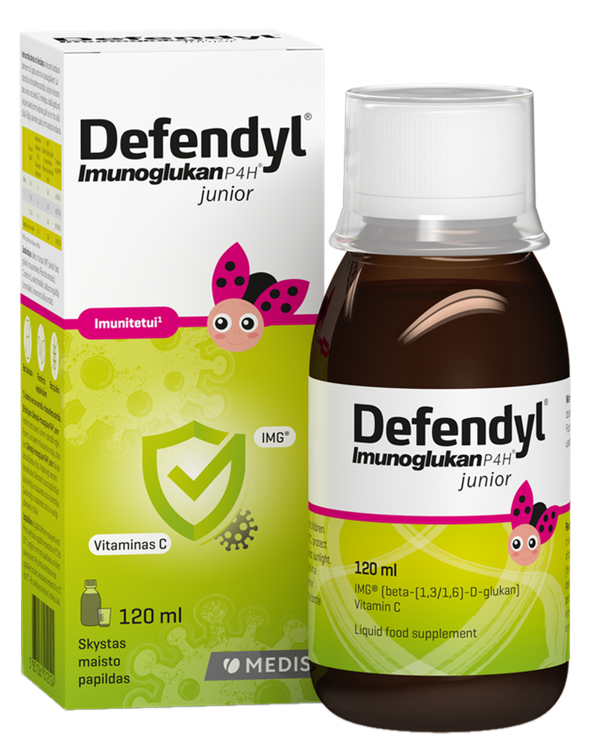 DEFENDYL Imunoglukan P4H Junior skystis, 120 ml | Moonmart.lt
