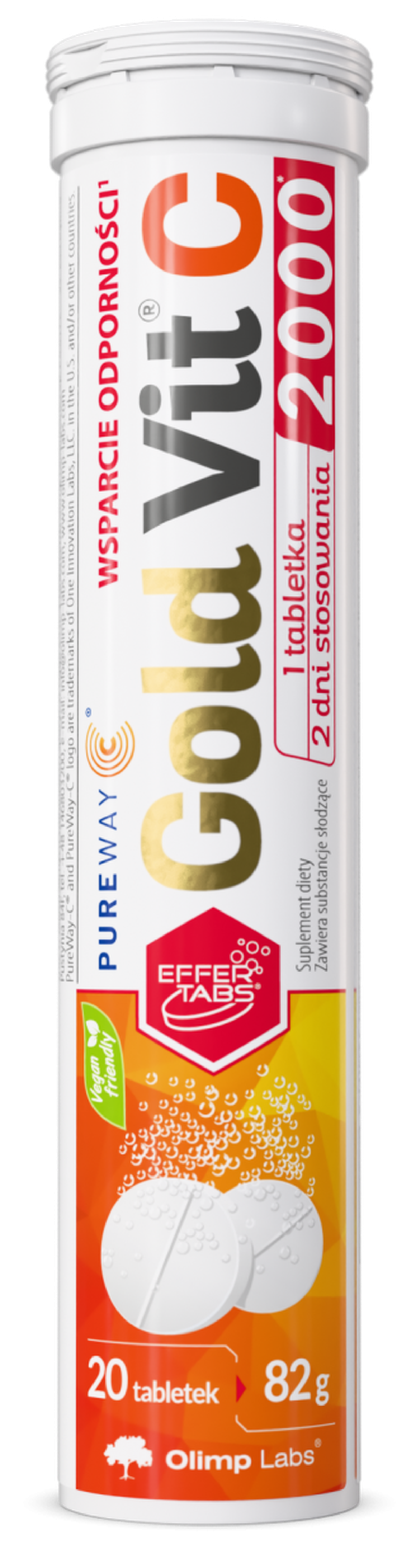 OLIMP LABS Gold Vit C 2000 Orange šnypščiosios tabletės, 20 vnt ...