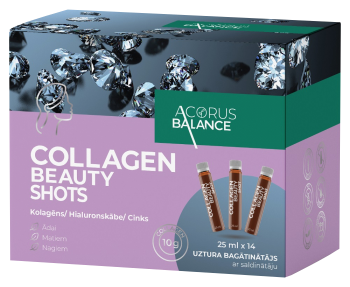 ACORUS BALANCE Collagen Beauty Shots 25 ml ampulės, 14 vnt. | Moonmart.lt