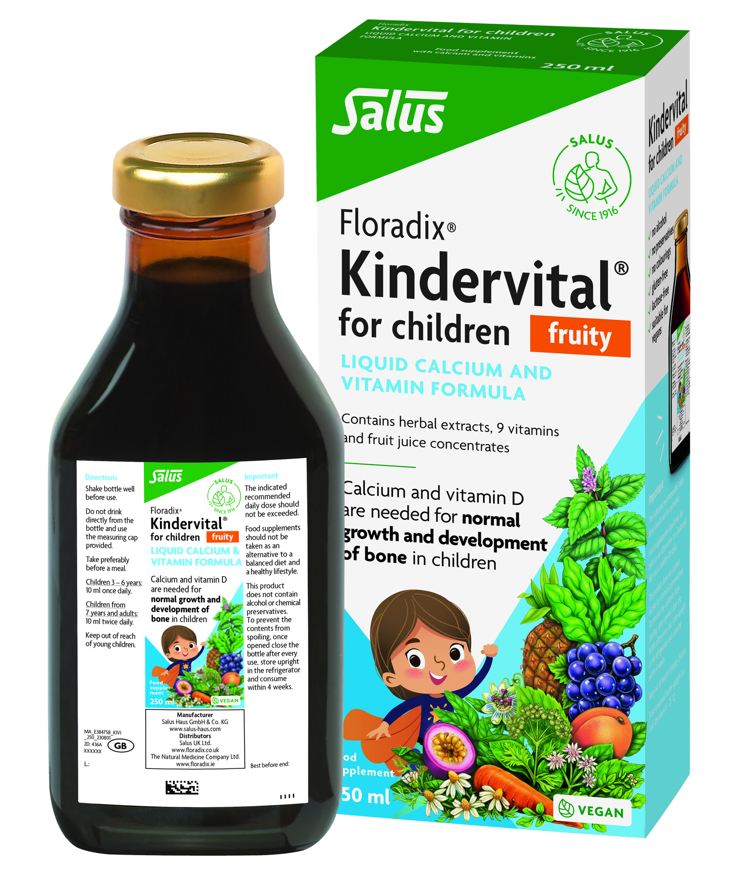 FLORADIX Kindervital fruity skysta kalcio ir vitamino D formulė ...