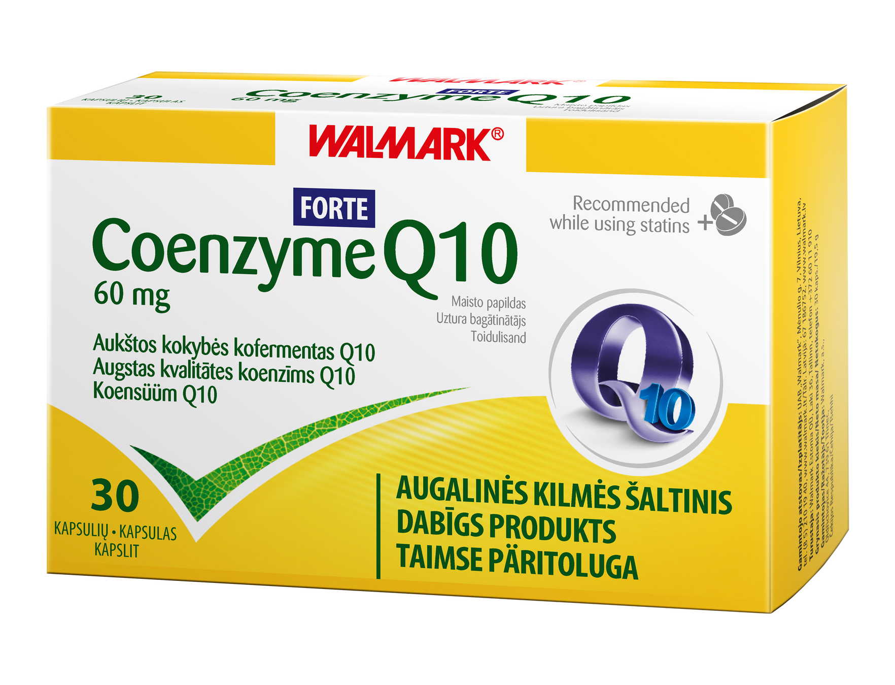 WALMARK Coenzyme Q10 Forte 60mg kofermentas kapsulės, 30 vnt. | Moonmart.lt